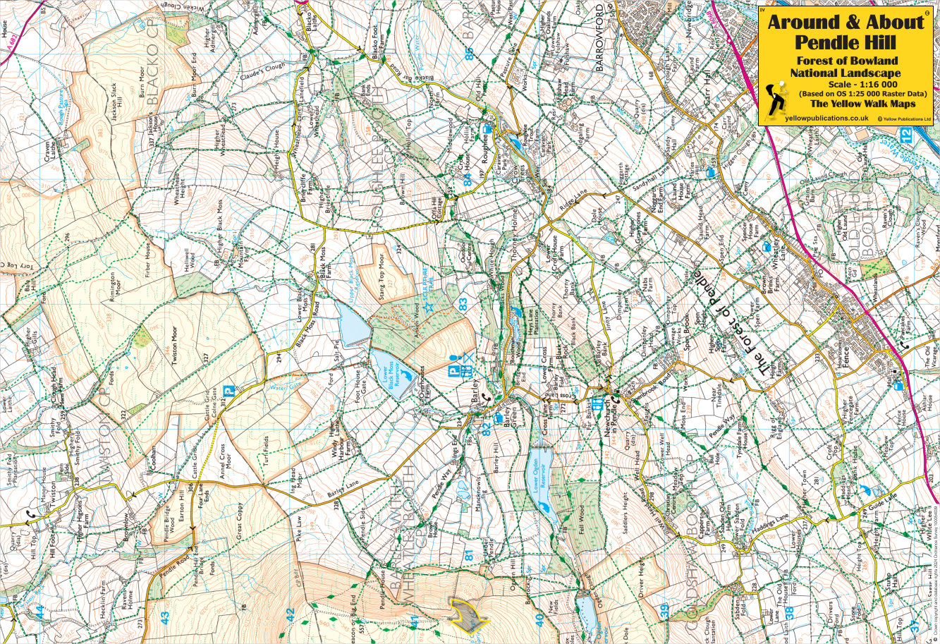 Pendle Hill, Forest of Bowland AONB Walking Map