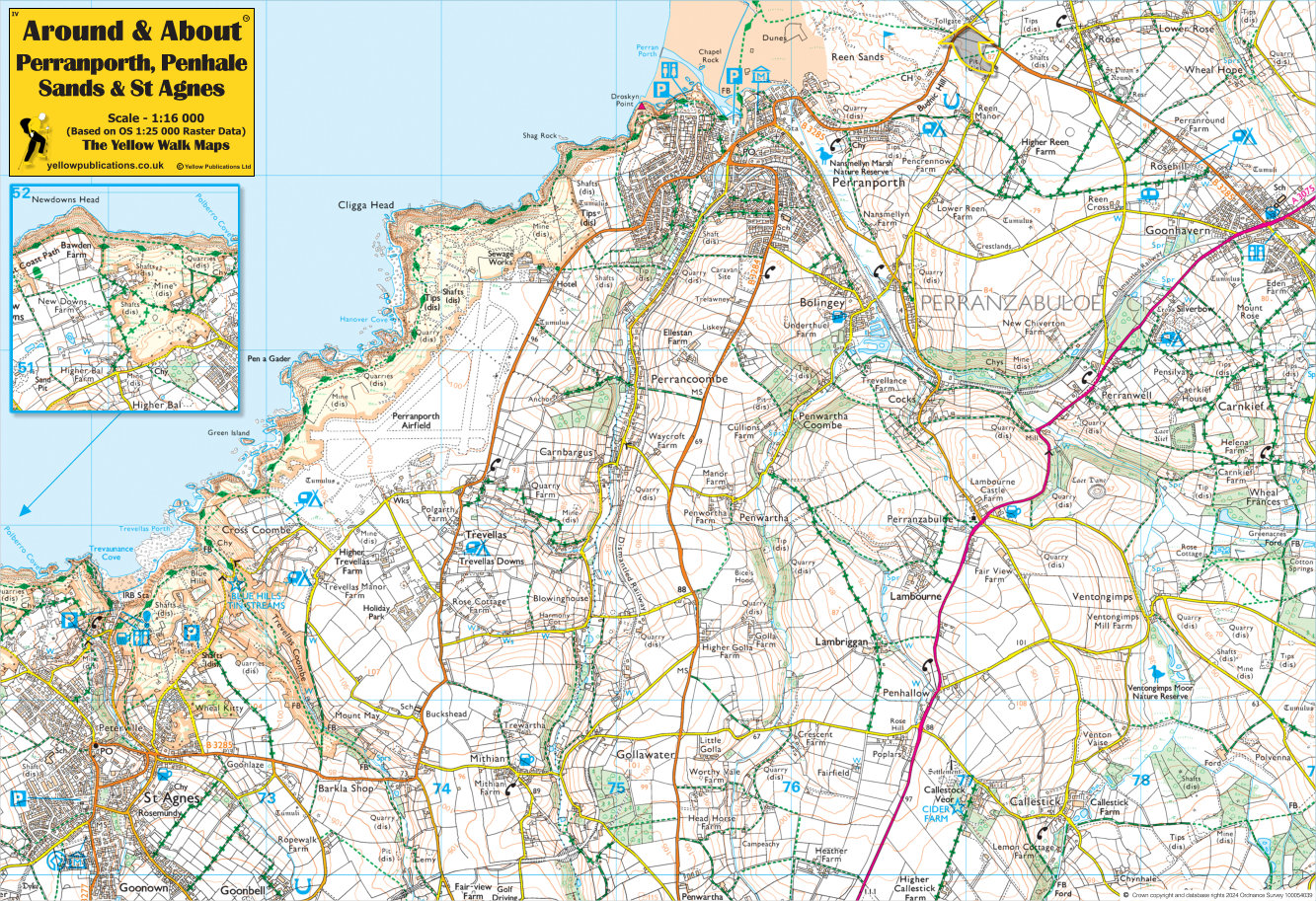 Perranporth, Penhale Sands & St Agnes Walking Map