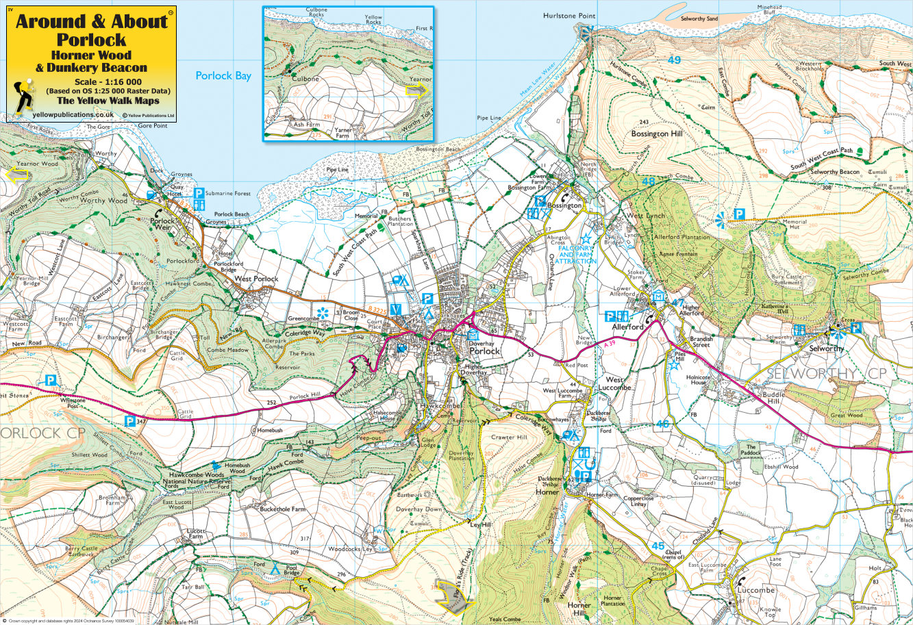 Porlock, Horner Wood & Dunkery Beacon Walking Map
