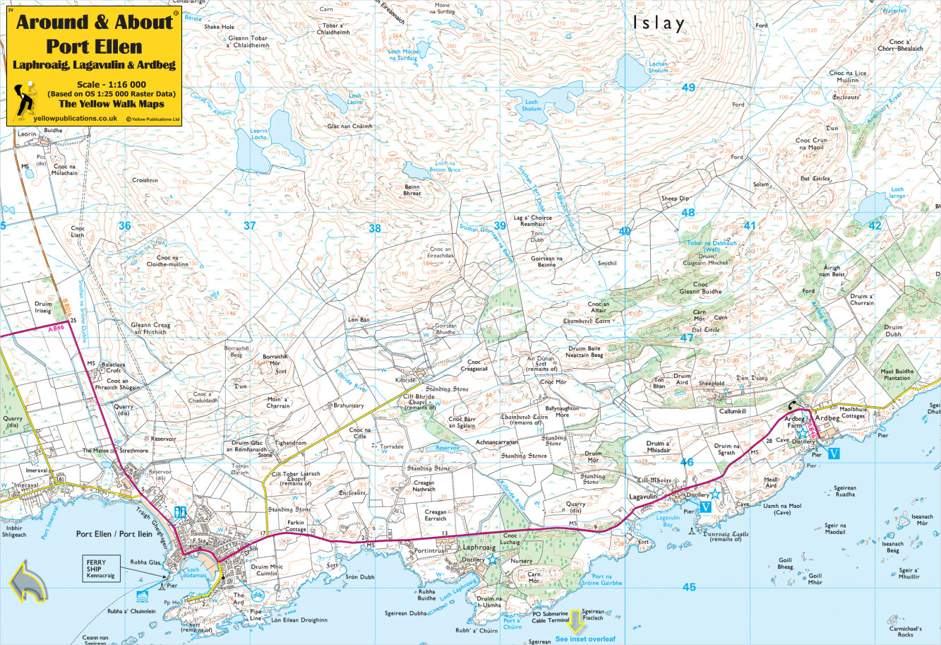 Port Ellen, Laphroaig, Lagavulin & Ardbeg (Islay) Walking Map
