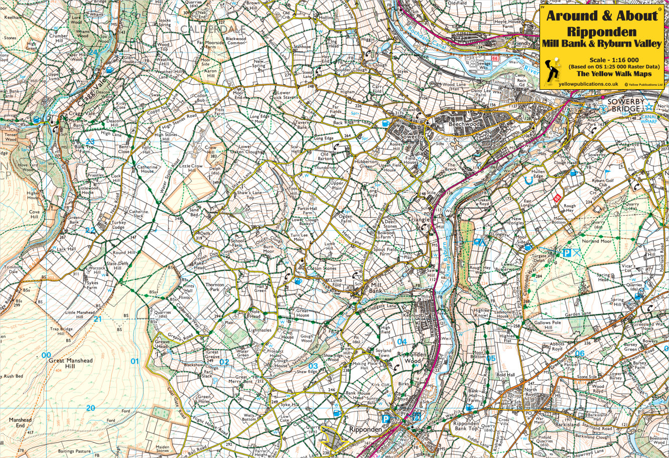 Ripponden, Mill Bank & Ryburn Valley Walking Map