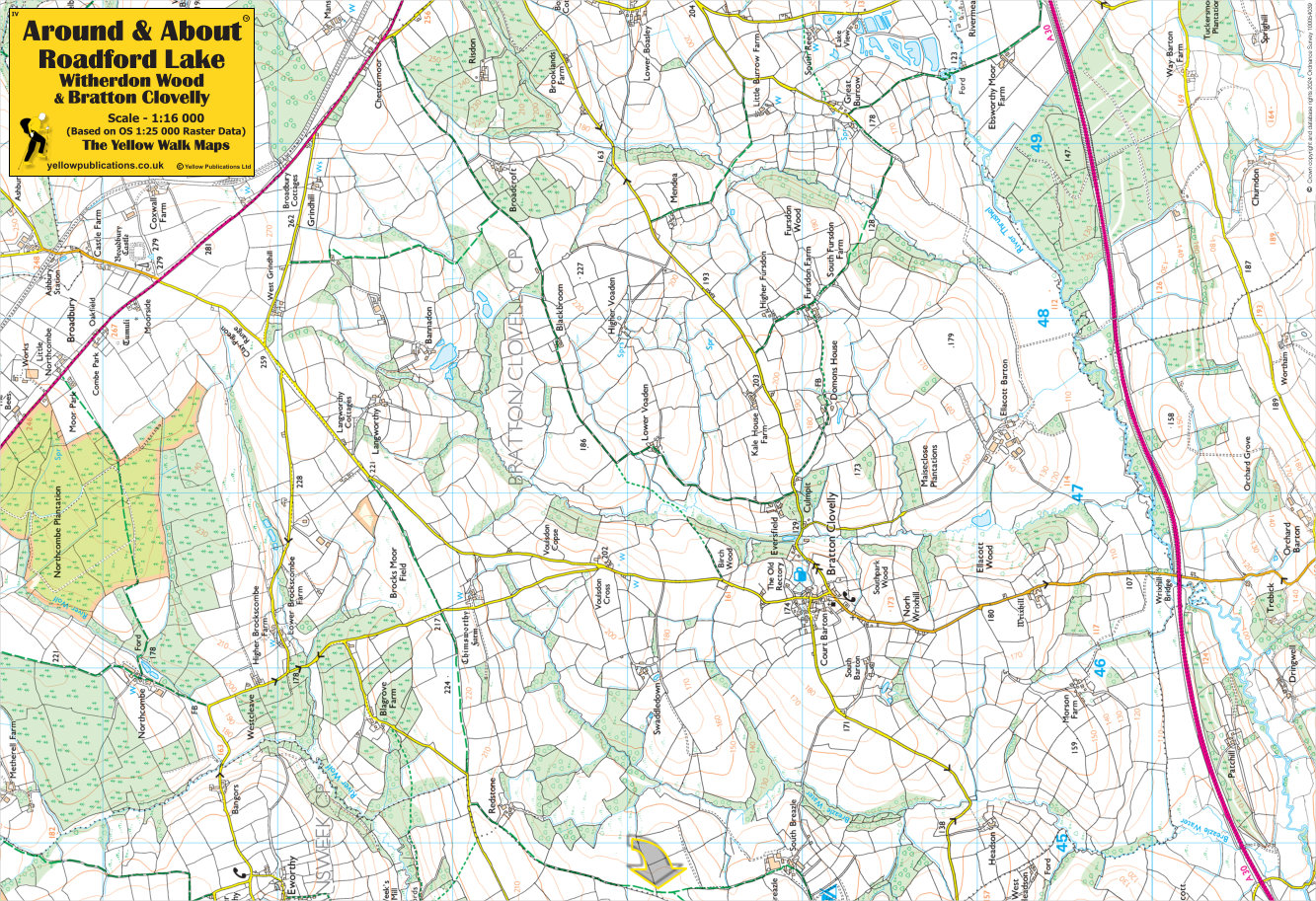 Roadford Lake, Witherdon Wood & Bratton Clovelly Walking Map