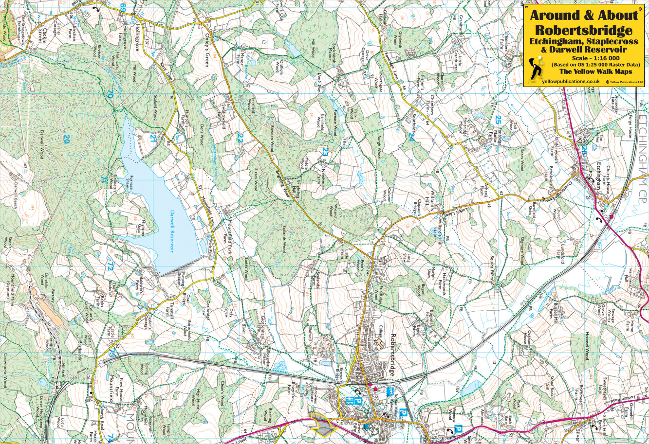 Robertsbridge, Etchingham, Staplecross & Darwell Reservoir Walking Map