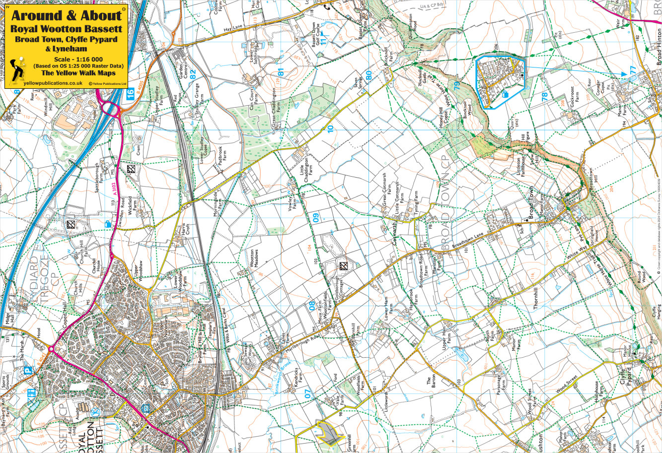 Royal Wootton Bassett, Broad Town, Clyffe Pypard & Lyneham Walking Map