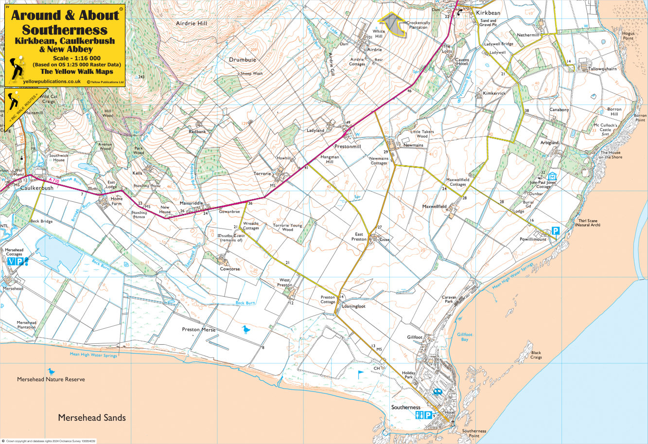 Southerness, Kirkbean, Caulkerbush & New Abbey Walking Map