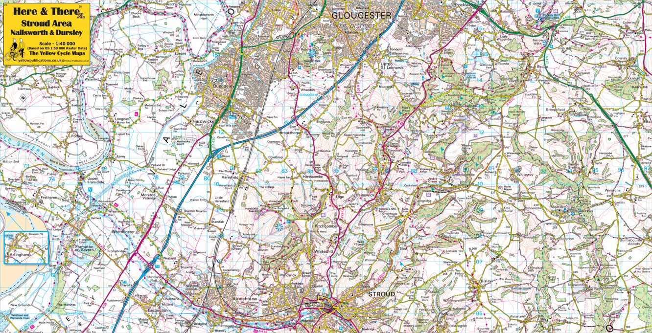 Stroud Area, Nailsworth & Dursley 'XL' Cycling Map