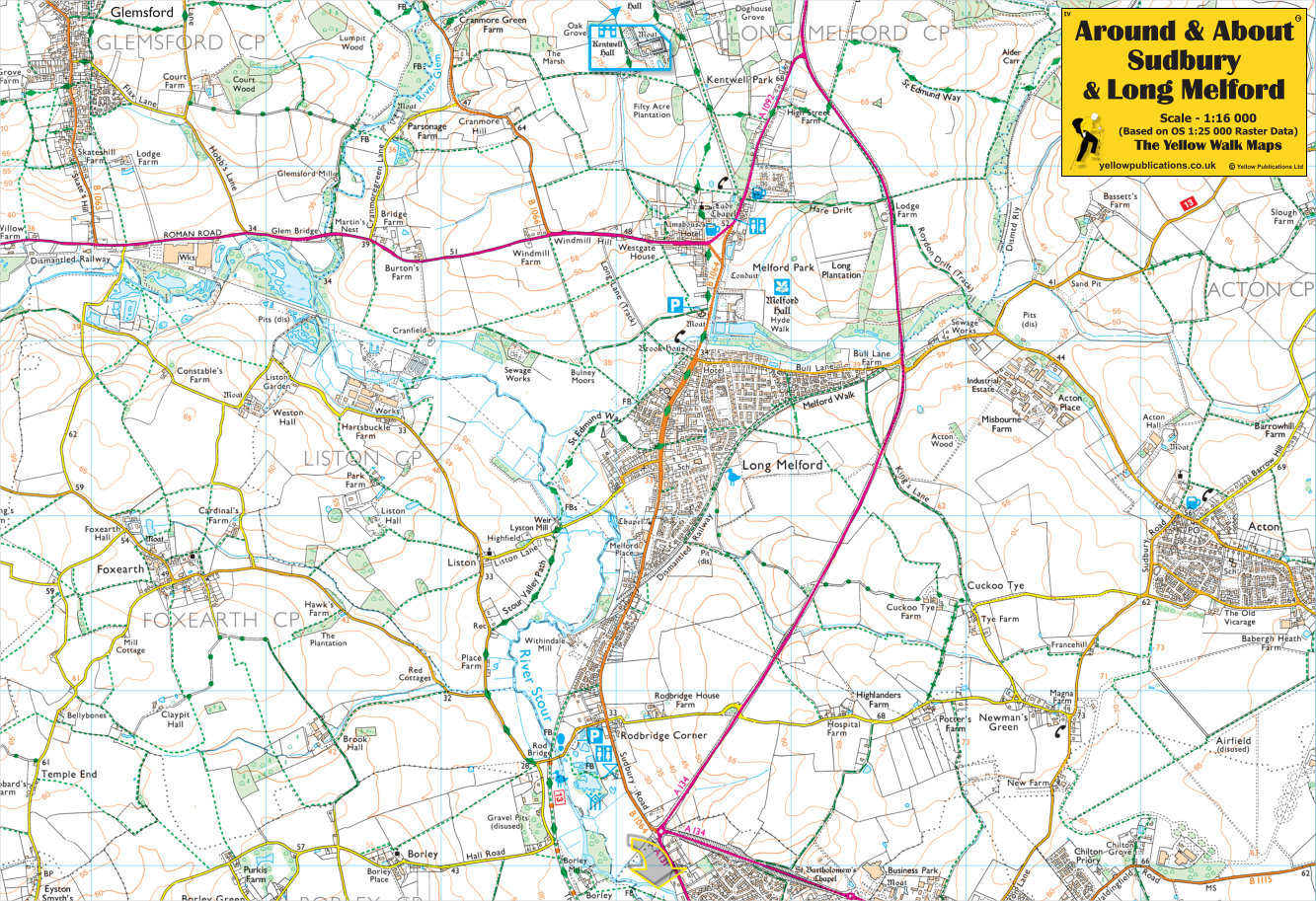 Sudbury & Long Melford Walking Map