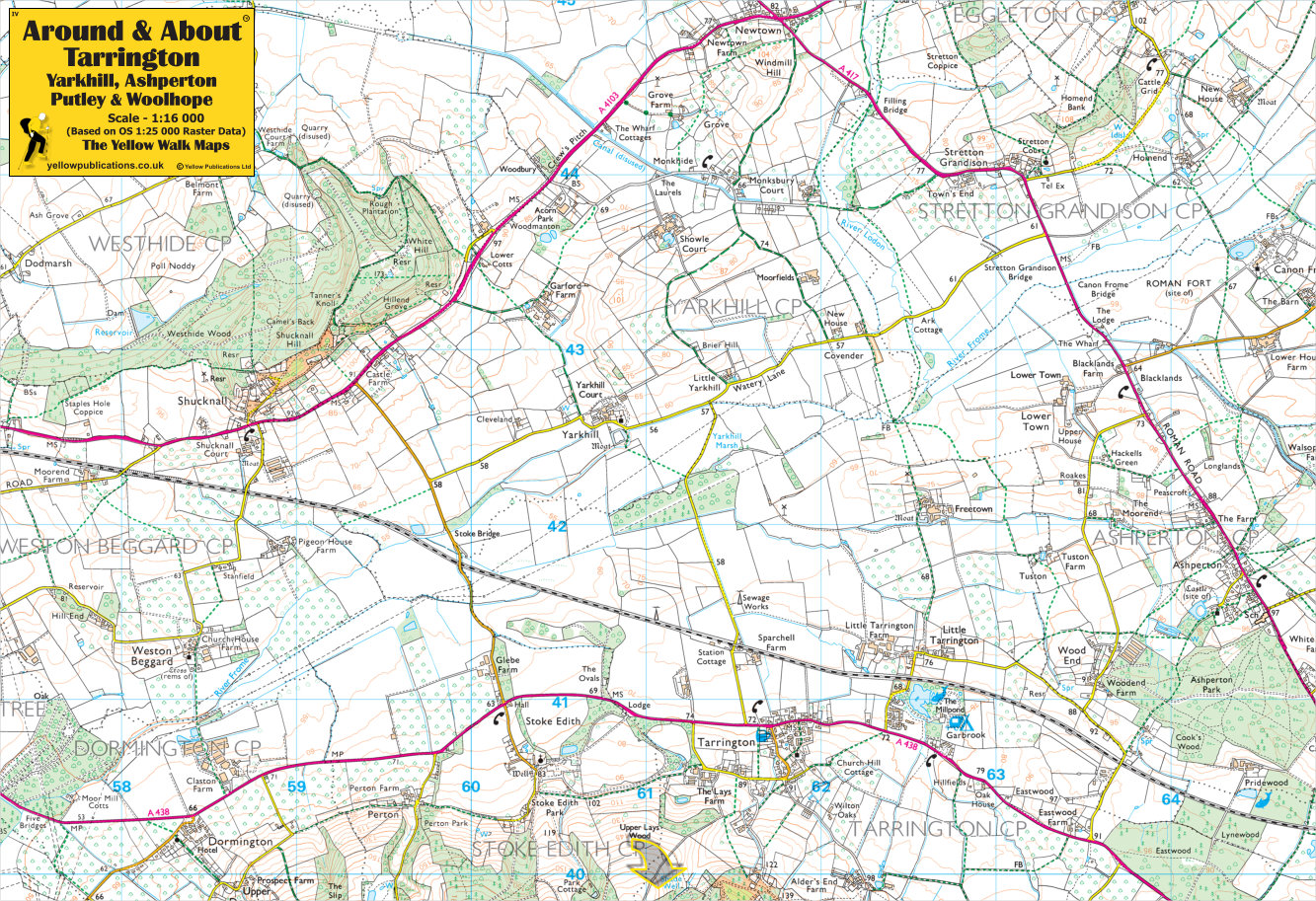 Tarrington, Yarkhill, Ashperton, Putley, Woolhope Walking Map