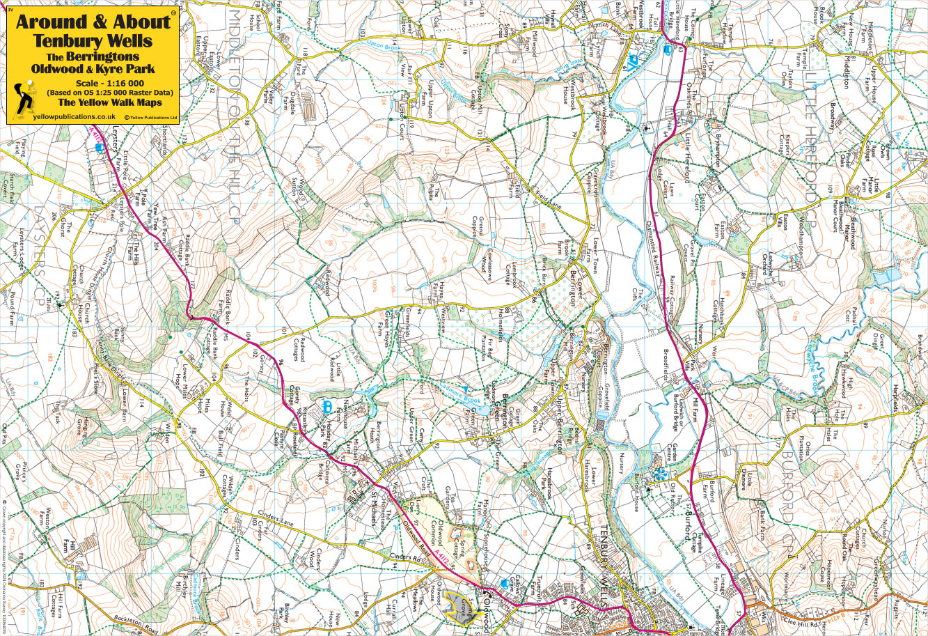 Tenbury Wells, The Berringtons, Oldwood & Kyre Park Walking Map