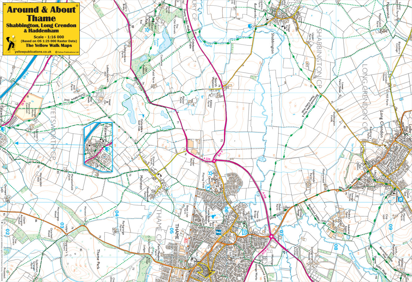 Thame, Shabbington, Long Crendon & Haddenham Walking Map