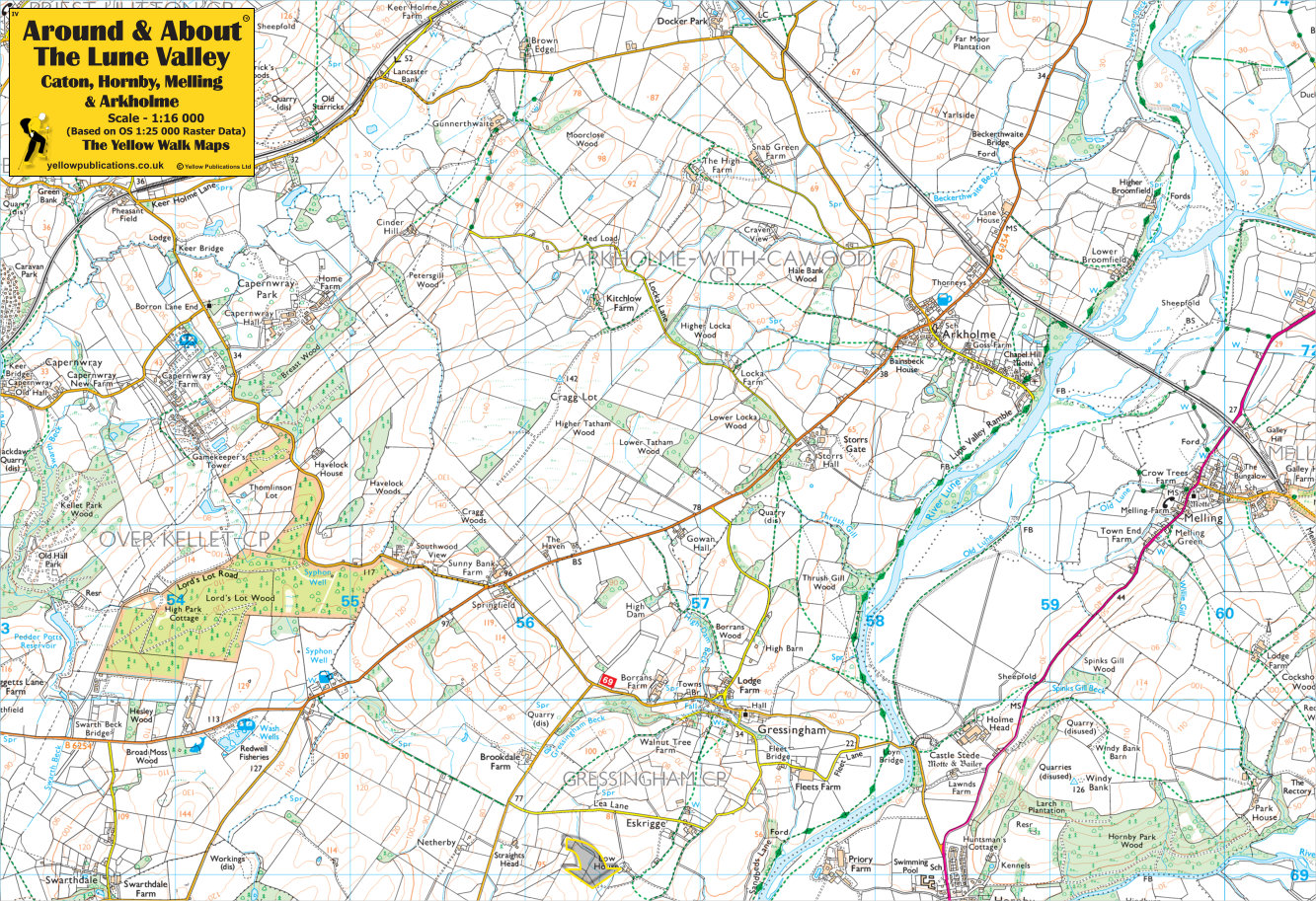 The Lune Valley, Caton, Hornby, Melling & Arkholme Walking Map
