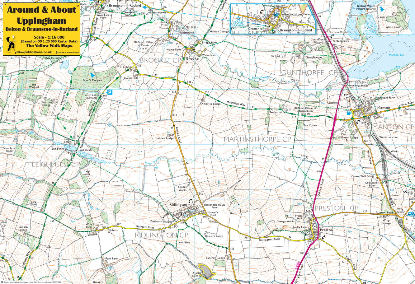 Uppingham, Belton & Braunston-in-Rutland Walking Map