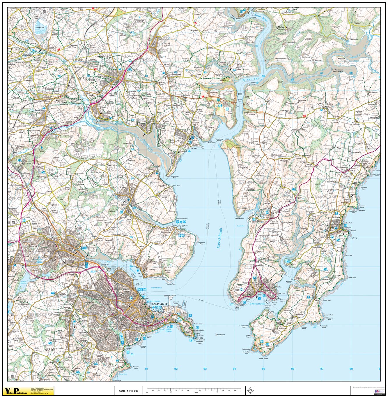 Falmouth & the Roseland Peninsula Wall Map