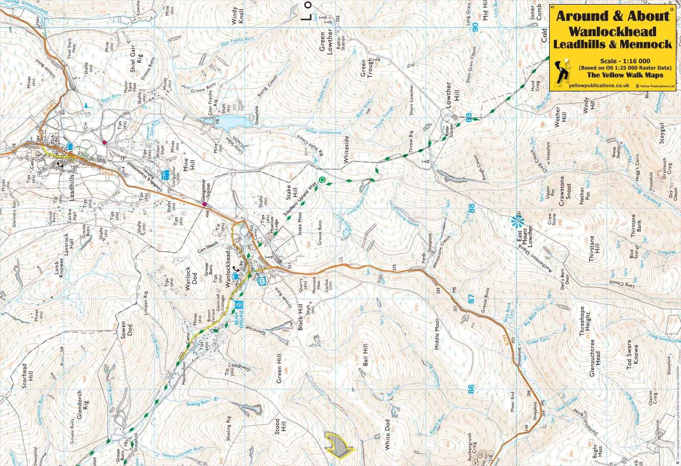Wanlockhead, Leadhills & Mennock Walking Map