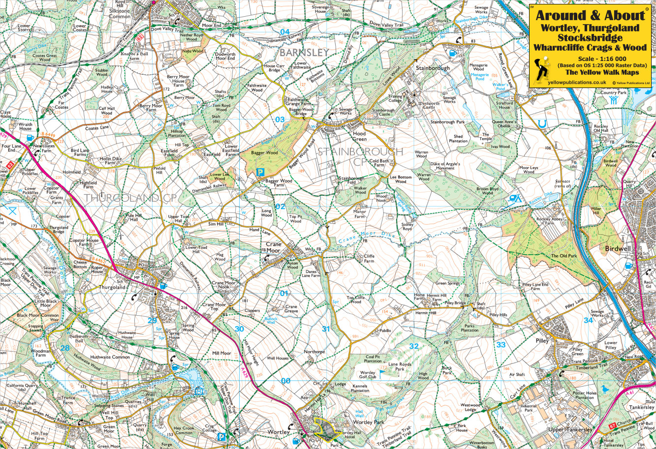 Wortley, Thurgoland, Stocksbridge & Warncliffe Crags & Wood Walking Map