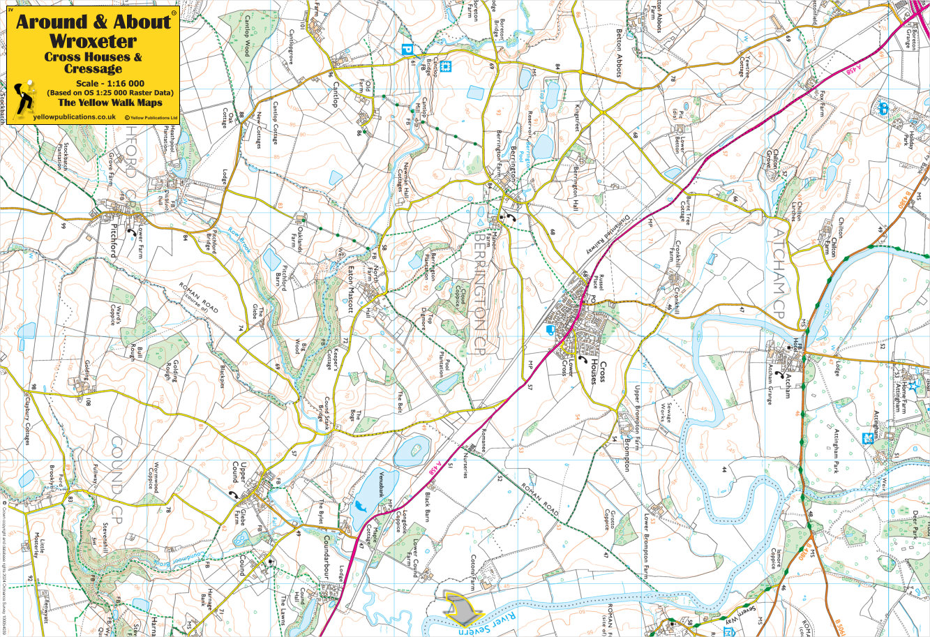 Wroxeter, Cross Houses & Cressage Walking Map