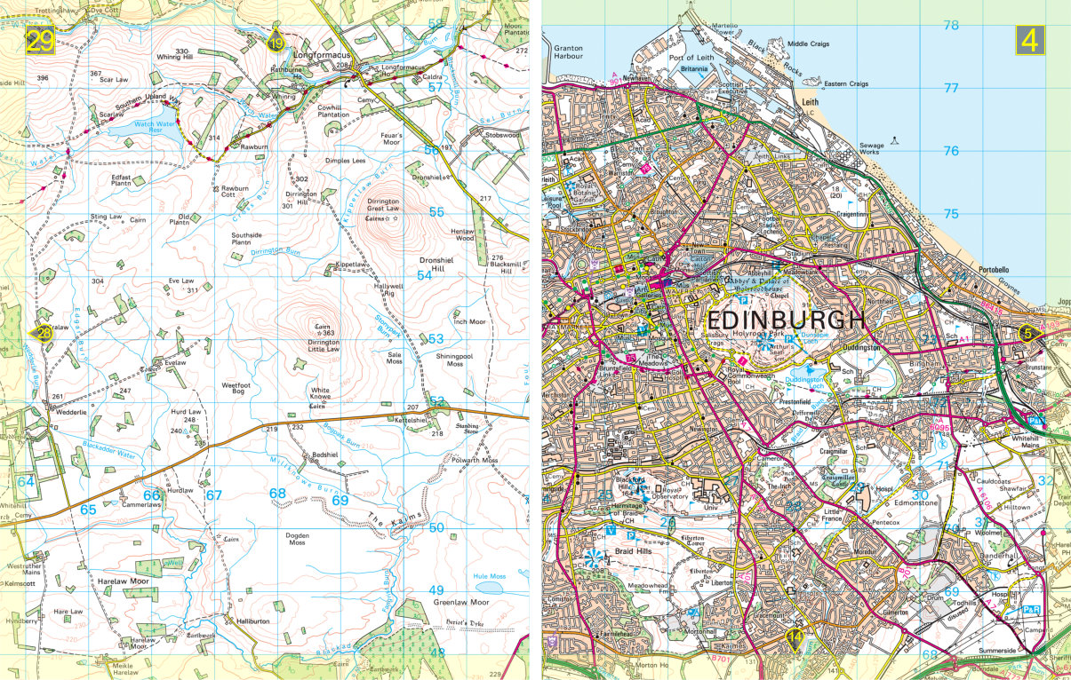 East & Mid Lothian; Edinburgh, Lammermuir & Pentland Hills Map Atlas
