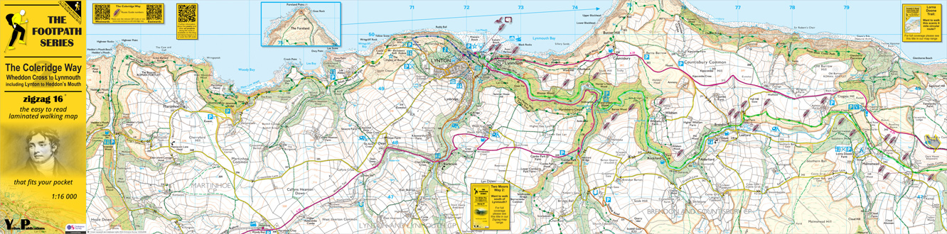 Coleridge Way 2: Wheddon Cross to Lynmouth Walking Map