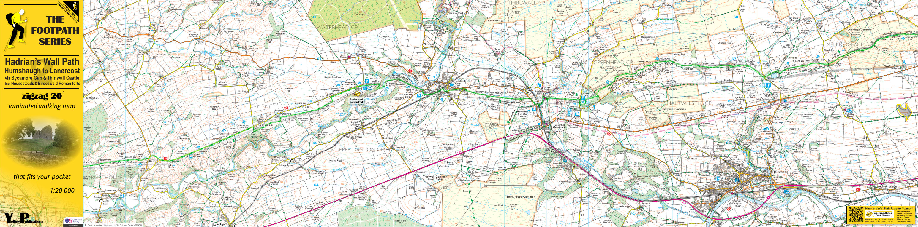 Hadrian’s Wall Path 2: Humshaugh to Lanercost Walking Map