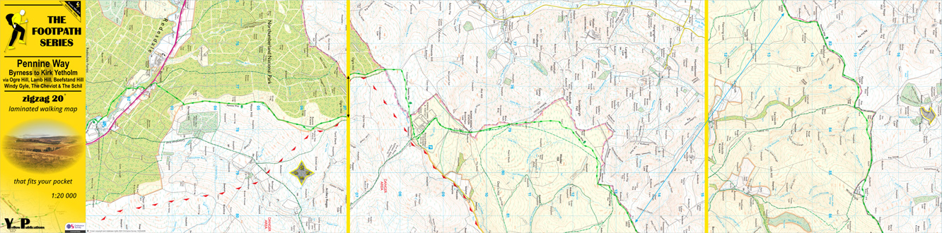Pennine Way 9: Byrness to Kirk Yetholm Walking Map